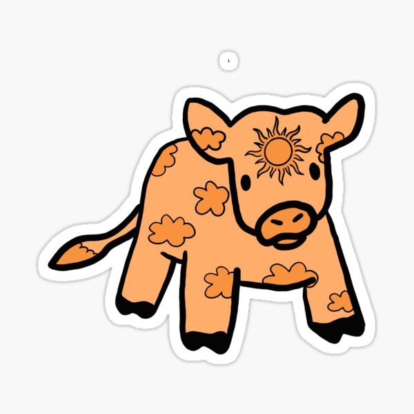 "Sun theme cow" Sticker by lsensenb | Redbubble