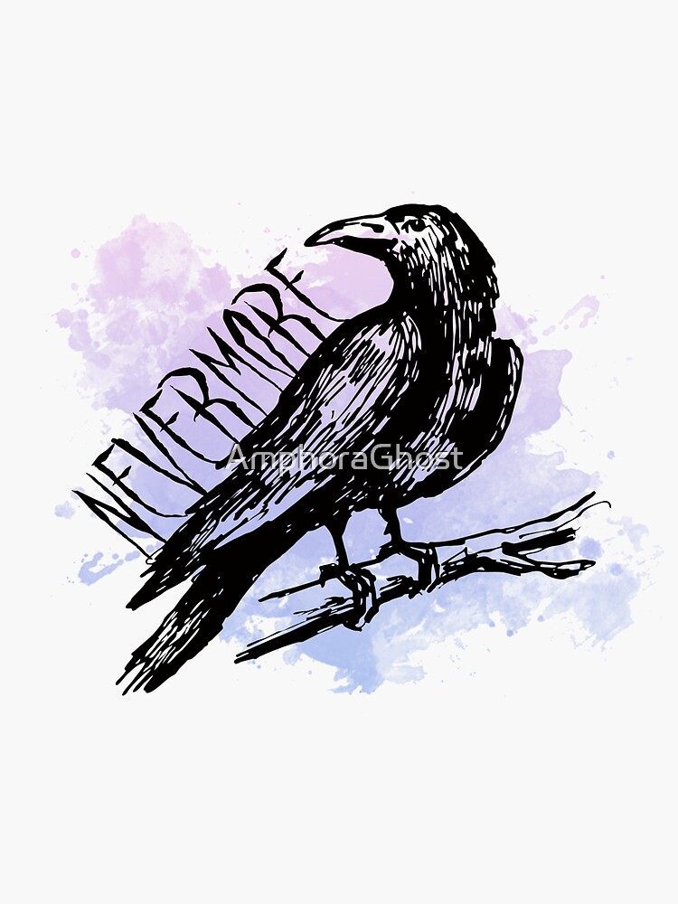 "Nevermore Raven Crow Edgar Allan Poe" Sticker for Sale by AmphoraGhost ...