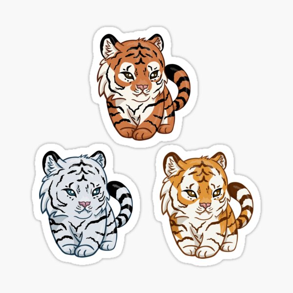 "Cute chibi tigers pack" Sticker for Sale by PlumeHarfang | Redbubble