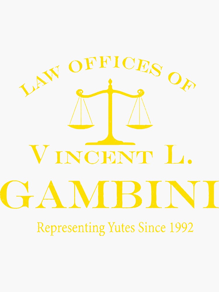 "Law offices of vincent l gambini vintage logo" Sticker by DarrenGuffey ...