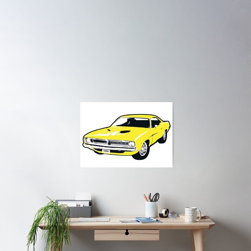 "Yellow 70s PB Muscle Car" Poster for Sale by CoolRide | Redbubble
