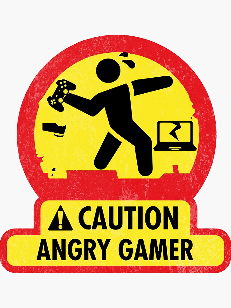 "Caution Angry Gamer - Gaming t shirt" Sticker for Sale by Dailytees ...