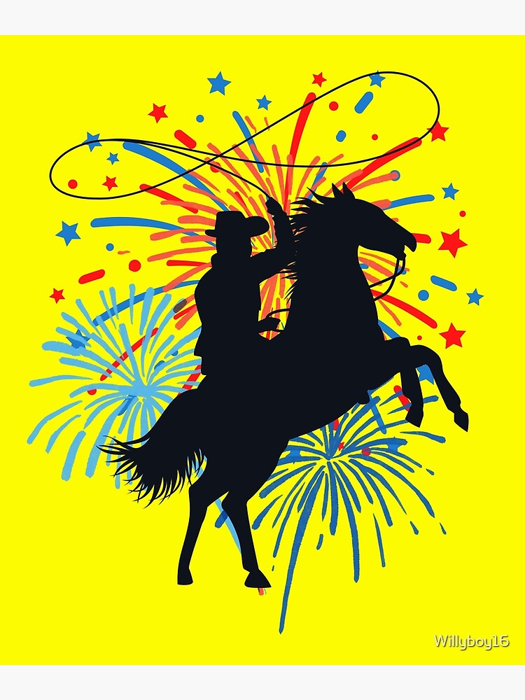 "Rodeo Parade Cowboy Patriotic 4th of July" Poster for Sale by ...