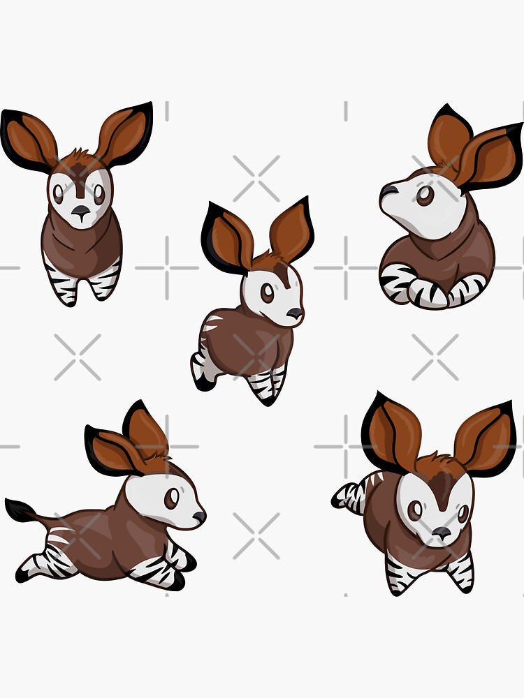 "Chibi okapi pack" Sticker for Sale by PlumeHarfang | Redbubble