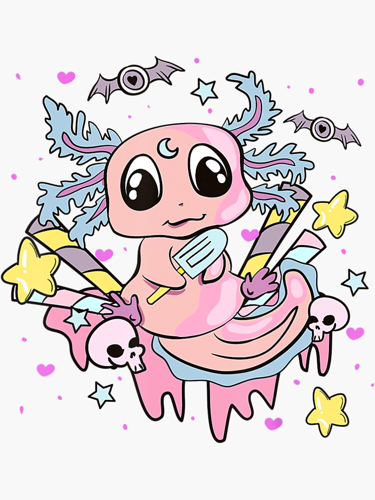"Demon Axolotl Pastel Goth Kawaii Anime Gothic" Sticker for Sale by ...