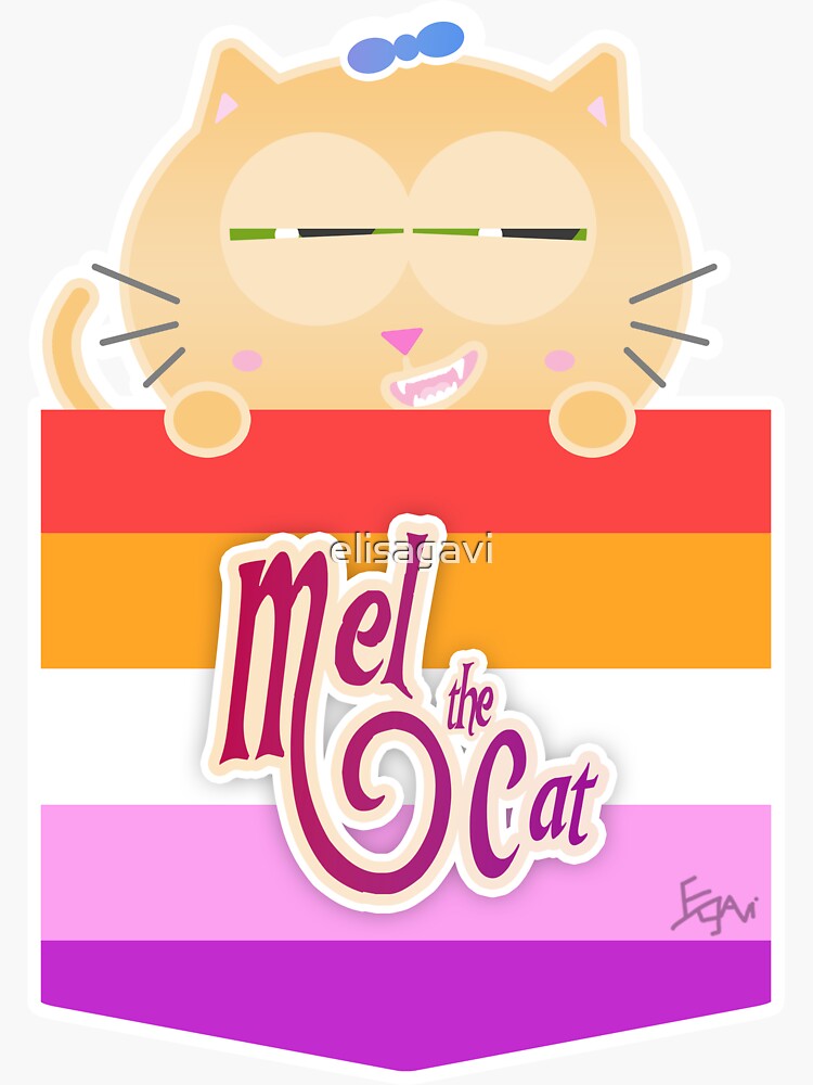 "Mel the Cat Coming Out Pocket Lesbian Flag" Sticker for Sale by ...