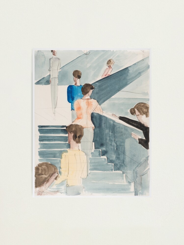 "Oskar Schlemmer Bauhaus staircase 1931, watercolor painting, well ...