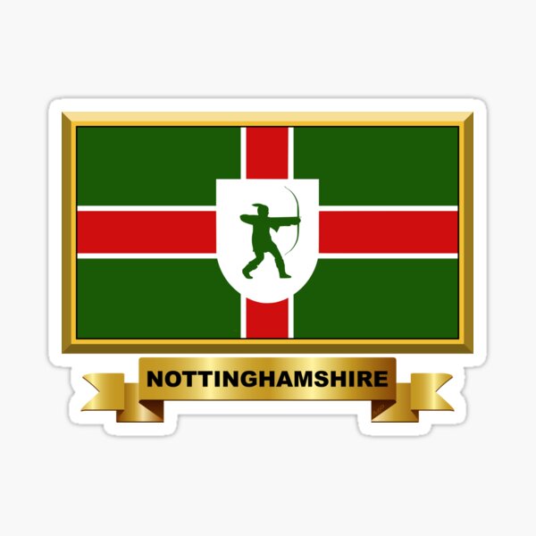"NOTTINGHAMSHIRE Flag Gifts, Masks, Stickers & Products (N)" Sticker by ...
