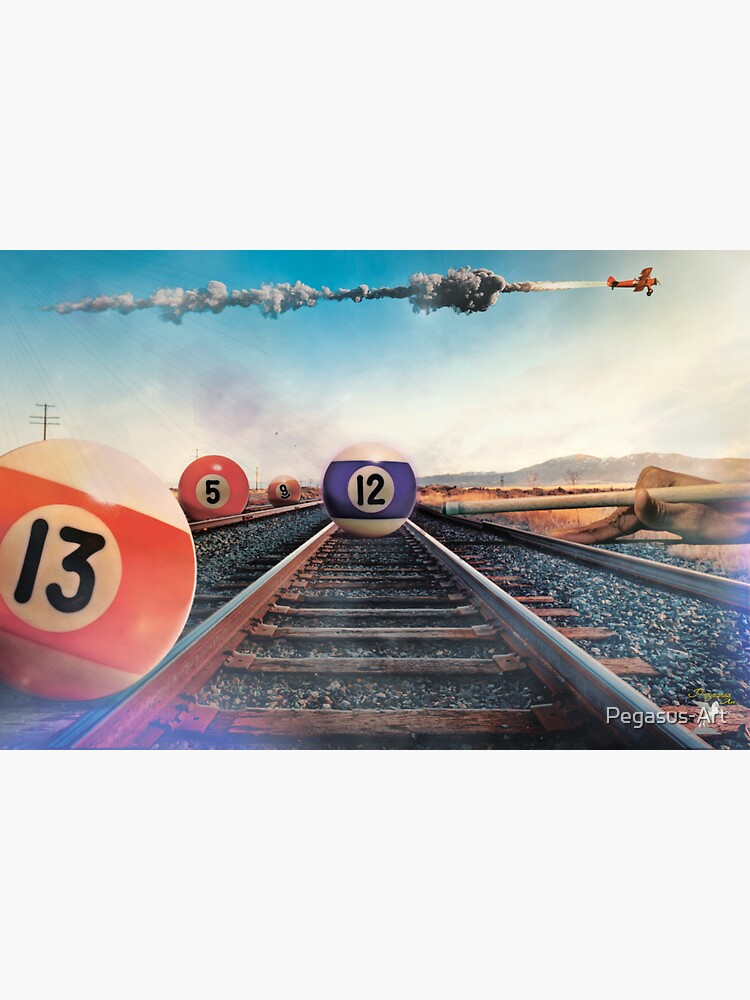 "Billiard Balls on Train Rail" Sticker for Sale by Pegasus-Art | Redbubble