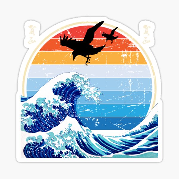 "Japan Wave Fusion" Sticker for Sale by DGreatArchives | Redbubble