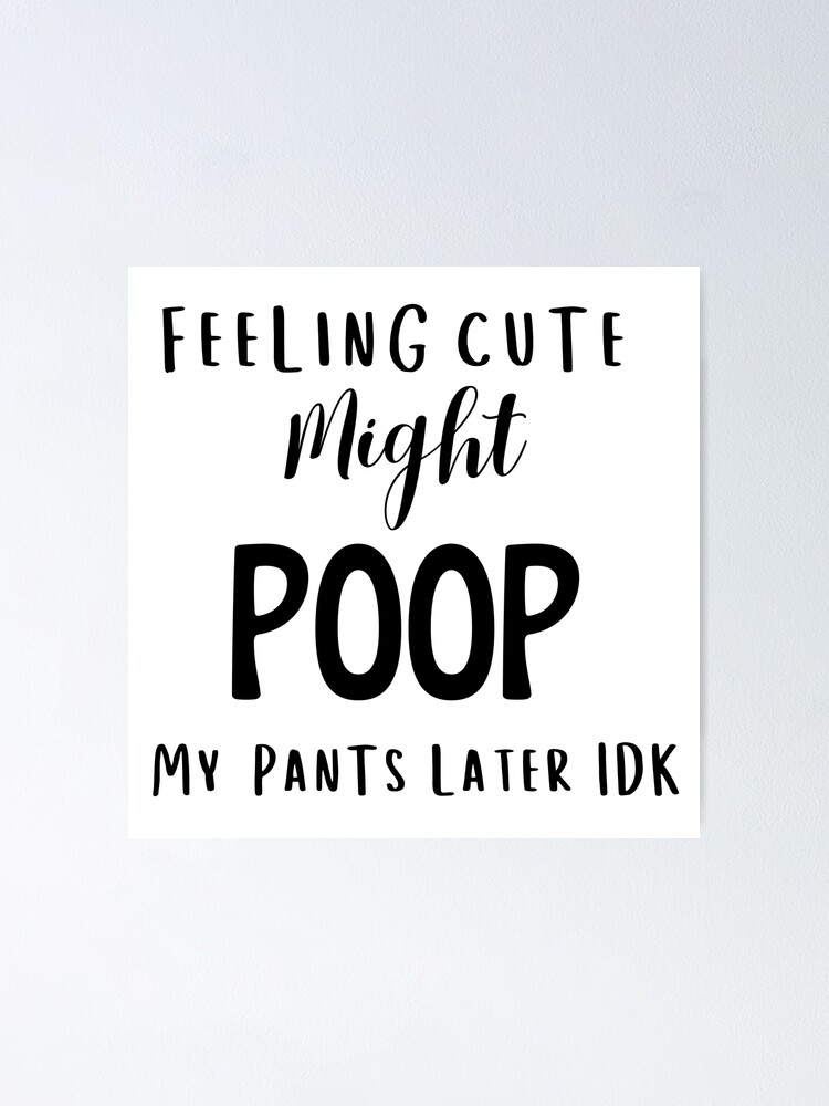 "Feeling cute, might poop my pants later idk" Poster for Sale by ...