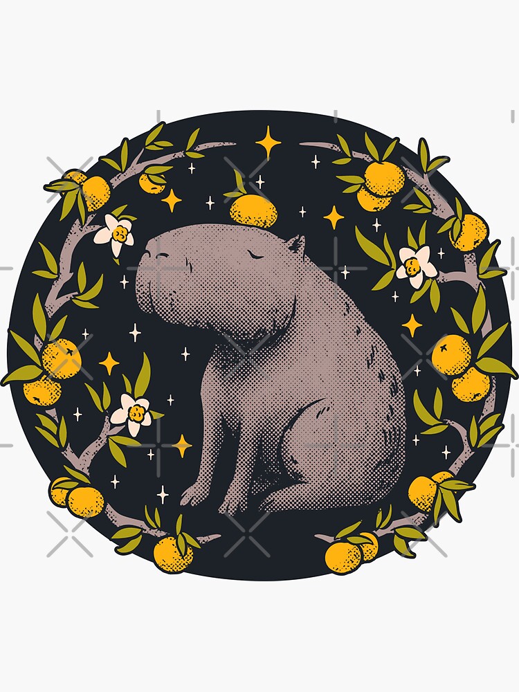 Pegatina «Goblincore Aesthetic Capybara escalofriante con naranja en la ...