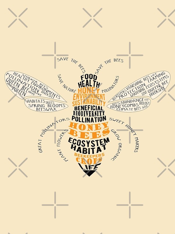"Honey Bee Word Cloud with Wings" by jitterfly | Redbubble