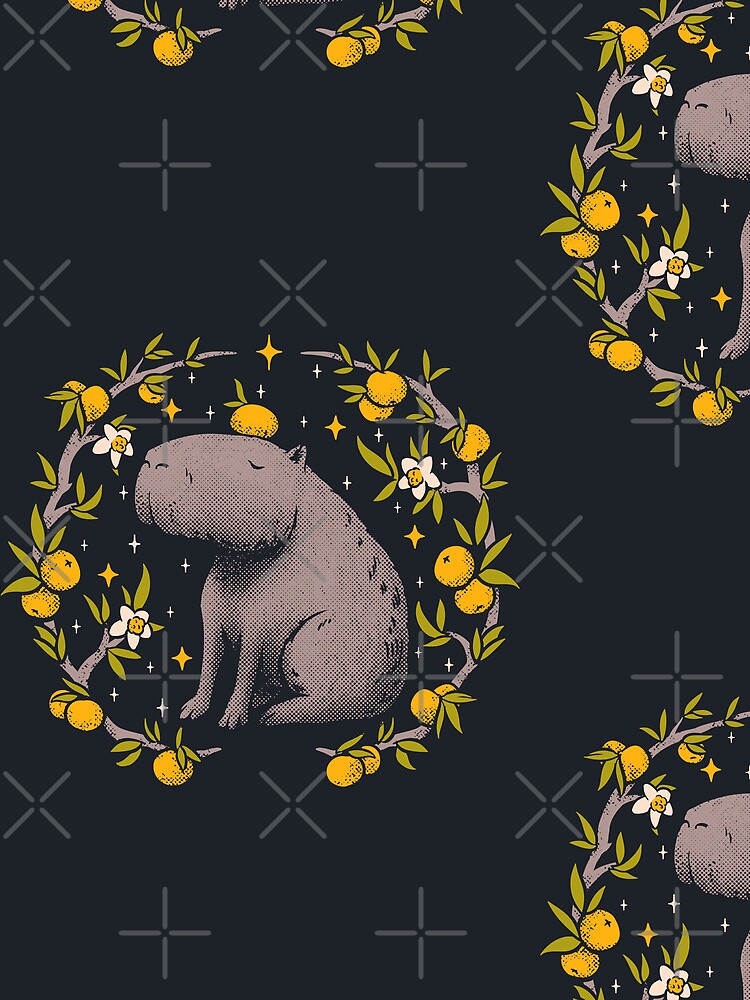 "Capybara Cottagecore Aesthetic Chilling With Orange on Head ...