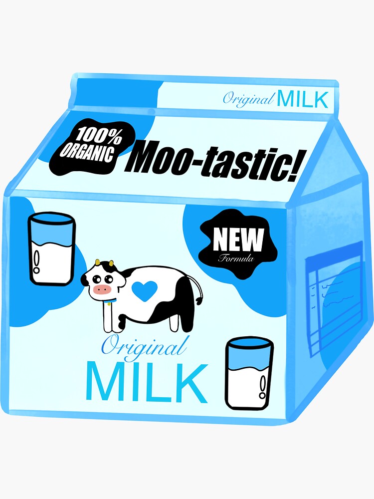 "Kawaii blue milk carton" Sticker for Sale by Whittington | Redbubble