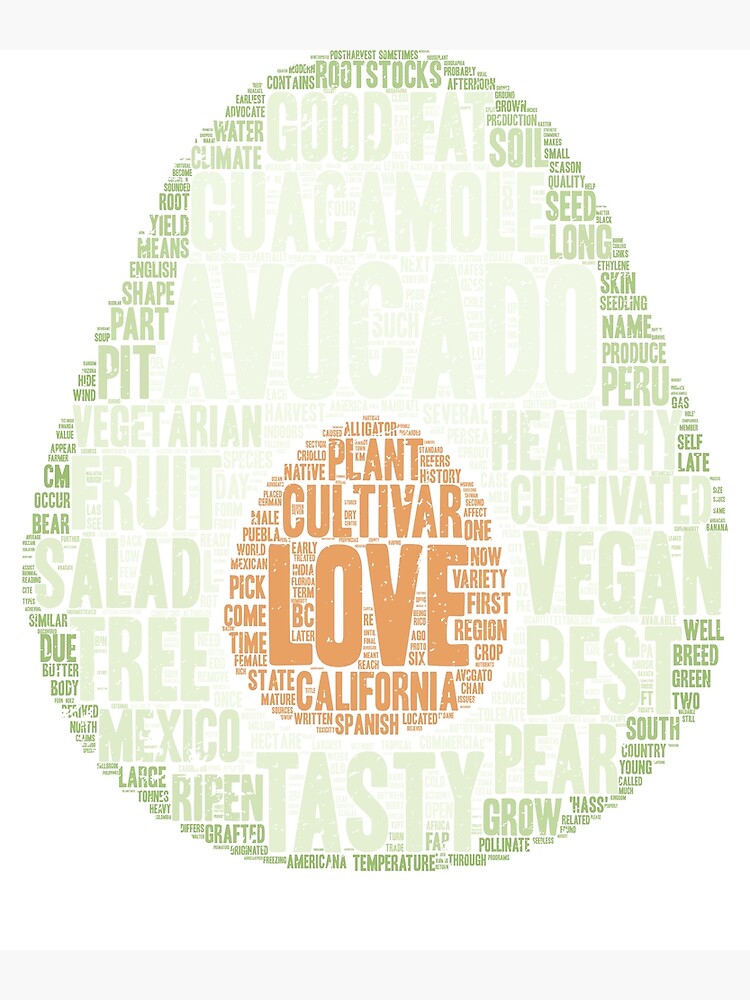 "Avocado Word Cloud Art" Art Print for Sale by Phoenix23 | Redbubble