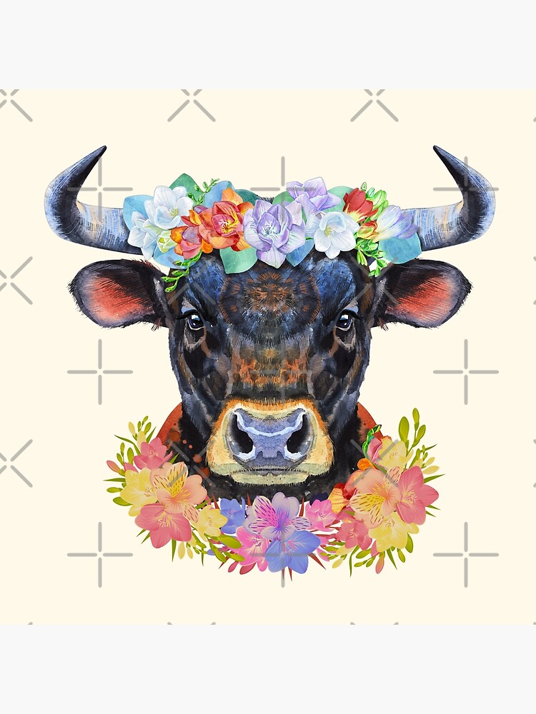 Póster for Sale con la obra «Toro con flores - Ilustración acuarela» de ...