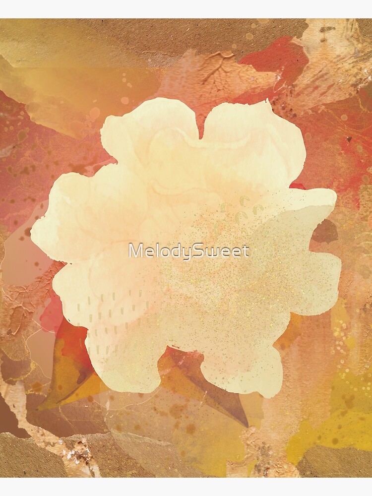 "Soft White Single Flower on Muted Red Yellow and Gold Background ...