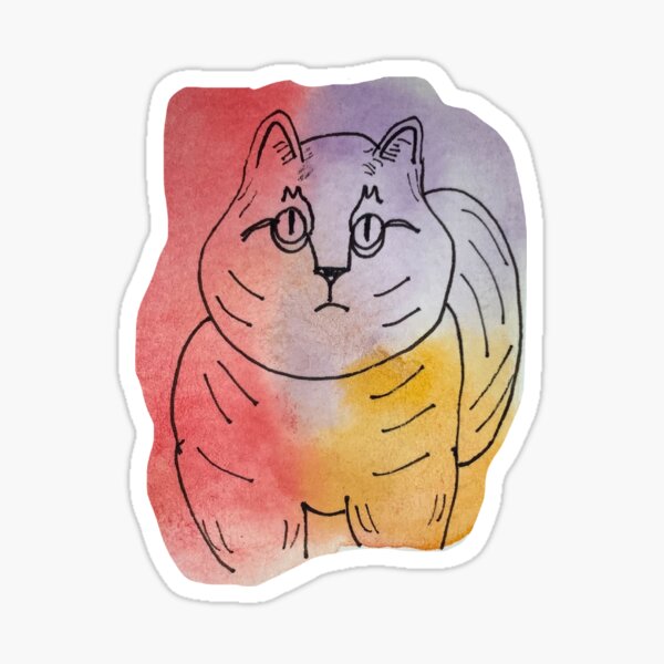 "Fat Cat Line Art" Sticker by altairaleon | Redbubble