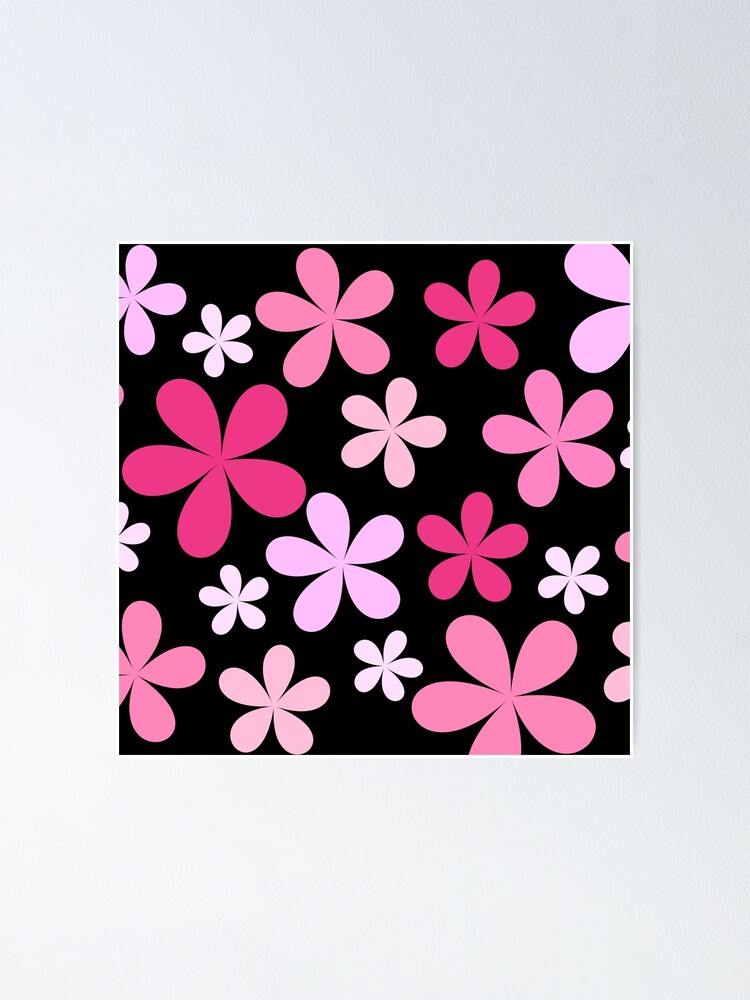 "Flower Power Pink with Black Background" Poster for Sale by tangelos ...