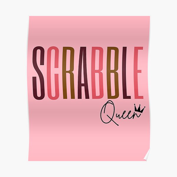 "Scrabble queen pink background | Scrabble lovers | Scrabble player ...
