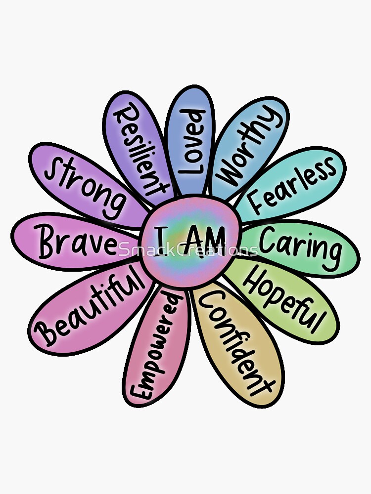 "I Am Affirmation Flower" Sticker for Sale by SmackCreations | Redbubble