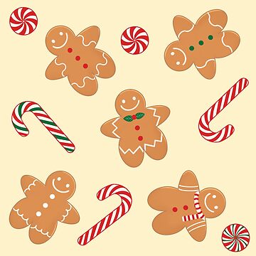 "Christmas Pattern Gingerbread Man Candy Cane" Poster for Sale by ...