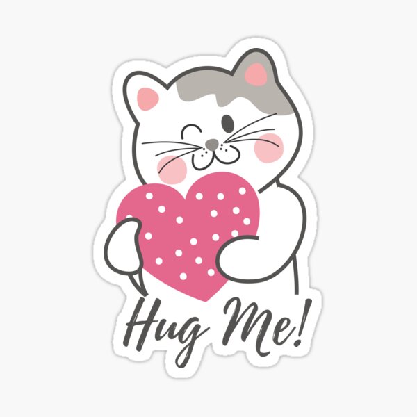 "Hug Your Cat Day : Cute Cat with Heart " Sticker for Sale by LiloPaul ...