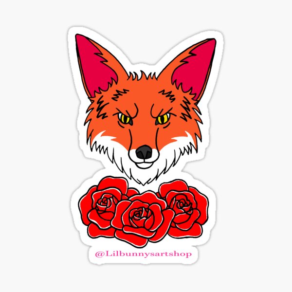 "Fox and Roses" Sticker by LilBunnysart | Redbubble