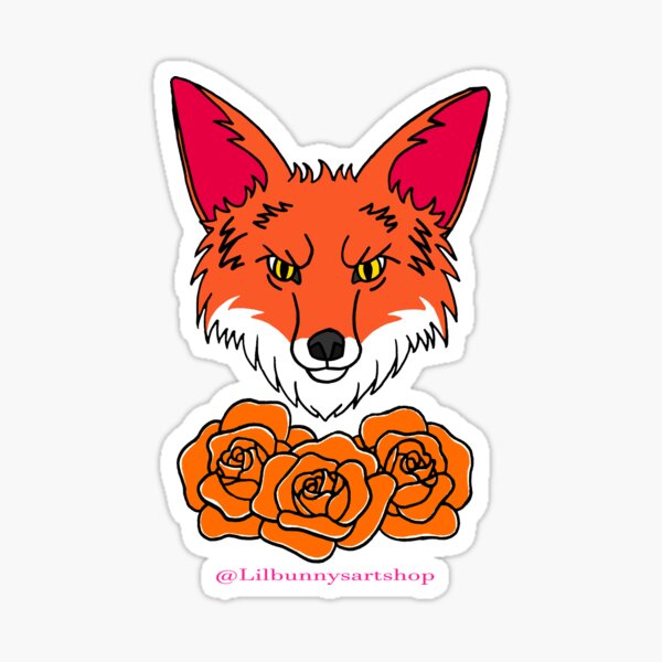 "Fox and Roses" Sticker by LilBunnysart | Redbubble