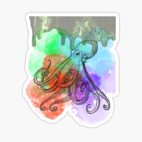 "Octopus ink art" Sticker by zaphire2022 | Redbubble