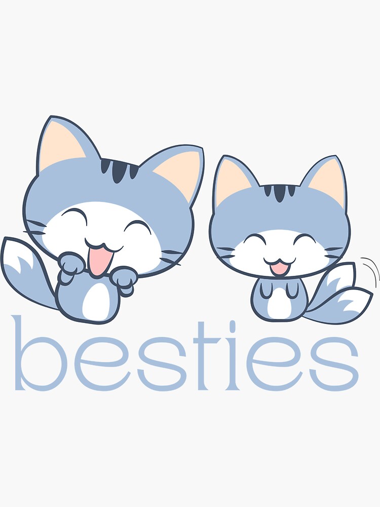 "Besties - Blue Happy Cats" Sticker for Sale by SimplySavvybyKK | Redbubble