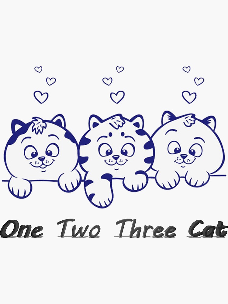 "One Two Three Cat" Sticker for Sale by cute-cats-world | Redbubble