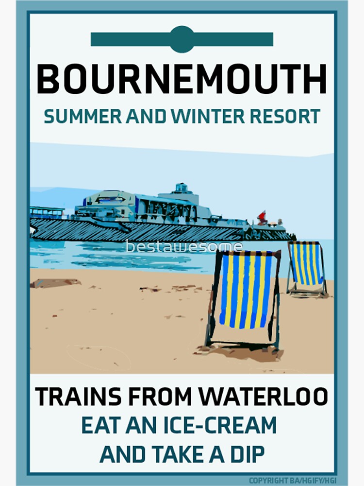 "Bournemouth Vintage Retro Art Posters - Classic Inspired Travel ...