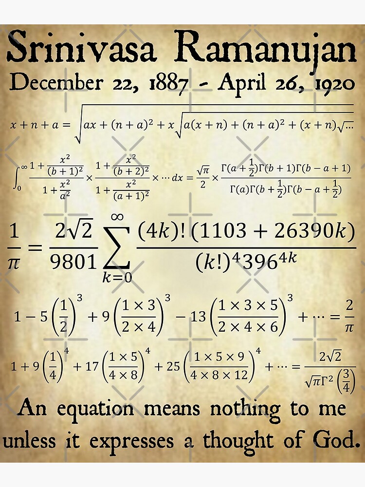 "Srinivasa Ramanujan An Equation Expresses God Mathematics Quote ...
