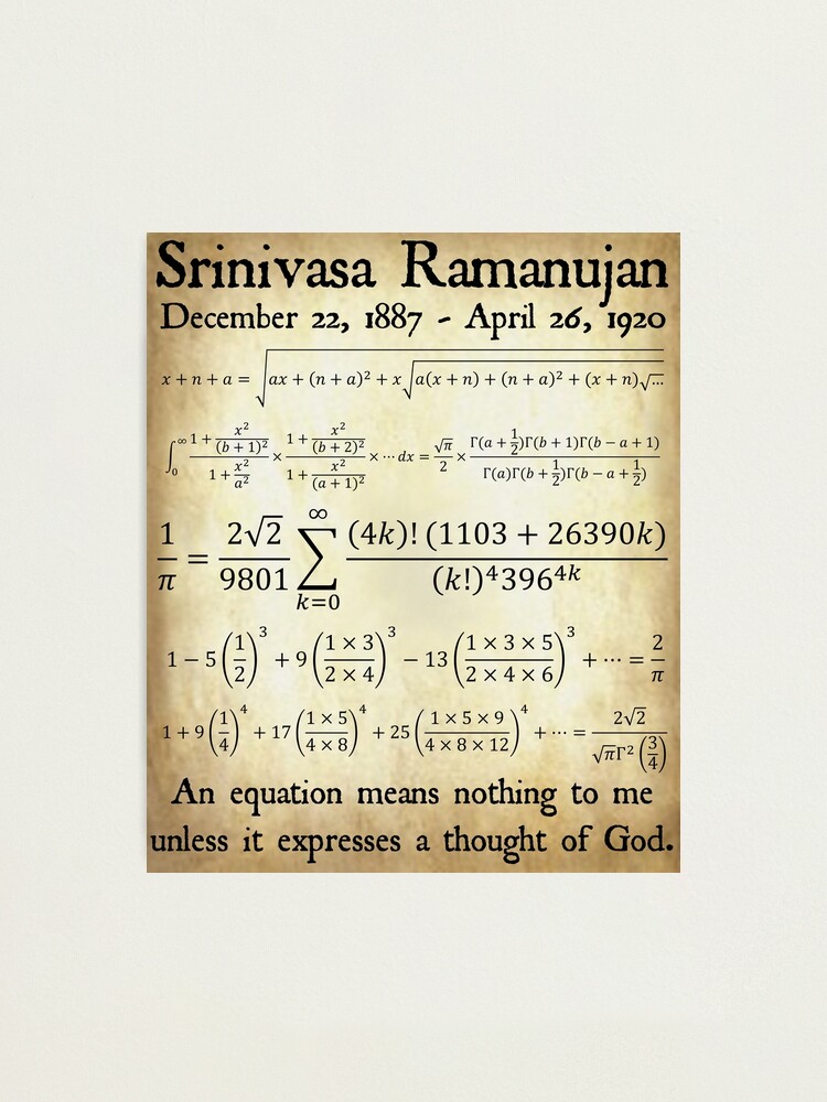 "Srinivasa Ramanujan An Equation Expresses God Mathematics Quote ...