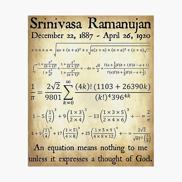 "Srinivasa Ramanujan An Equation Expresses God Mathematics Quote ...