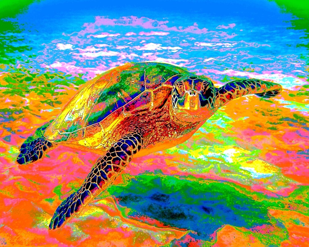 "Rainbow Sea Turtle" by Larry Beat | Redbubble