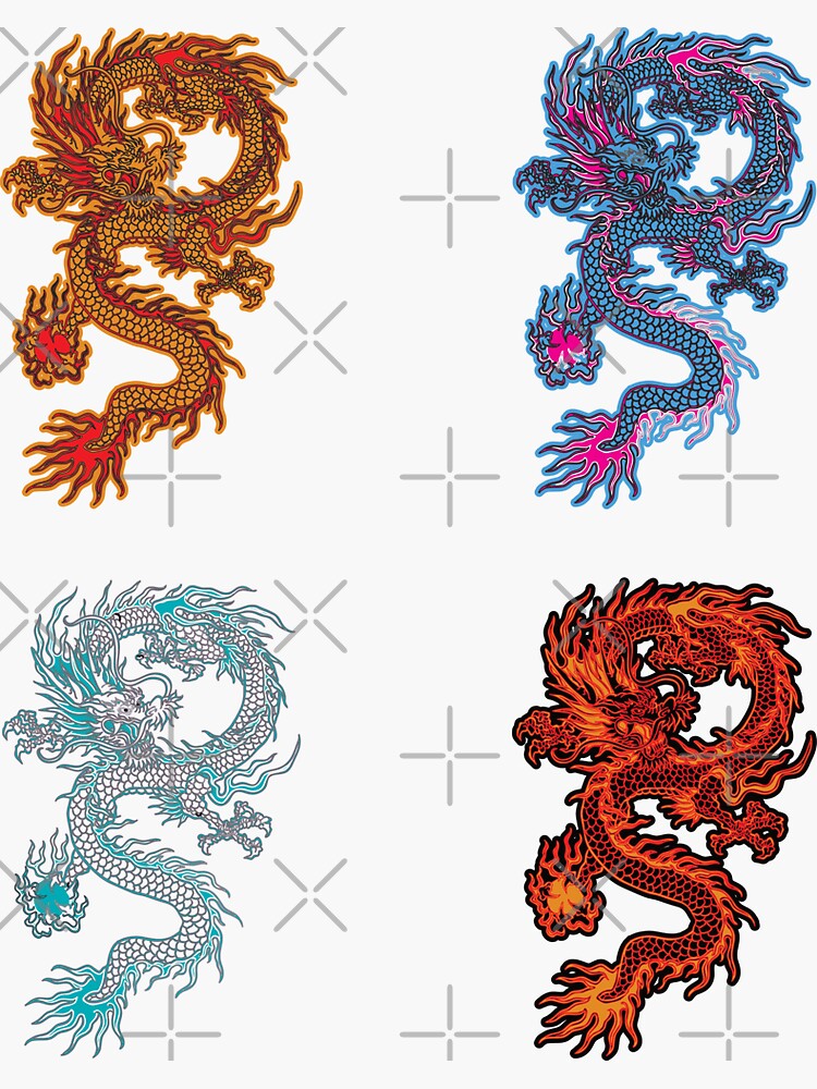 "Colorful Asian Mythical Dragon Sticker Pack" Sticker for Sale by ...
