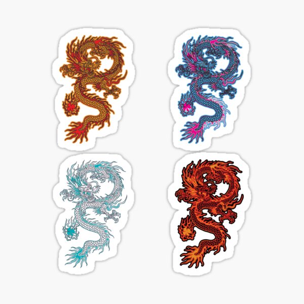 "Colorful Asian Mythical Dragon Sticker Pack" Sticker for Sale by ...
