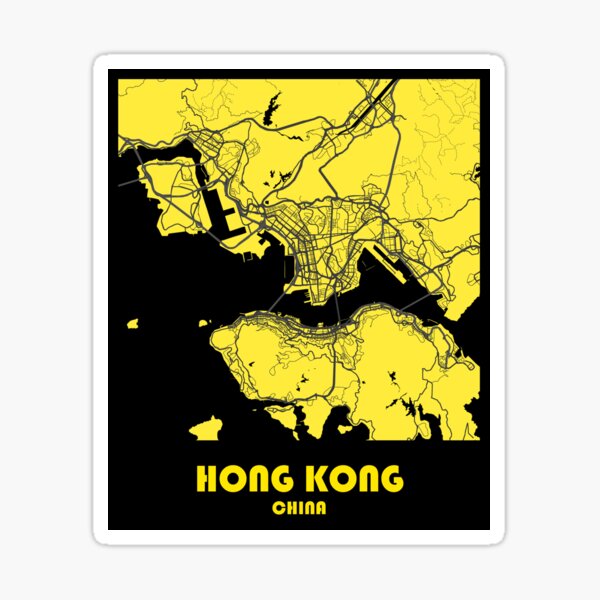 "CITY MAP ART PAINTING OF HONG KONG" Sticker for Sale by CPFdesign ...