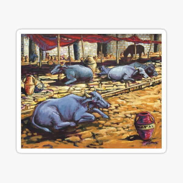 "Cow Market" Sticker for Sale by MaggiesMuse | Redbubble