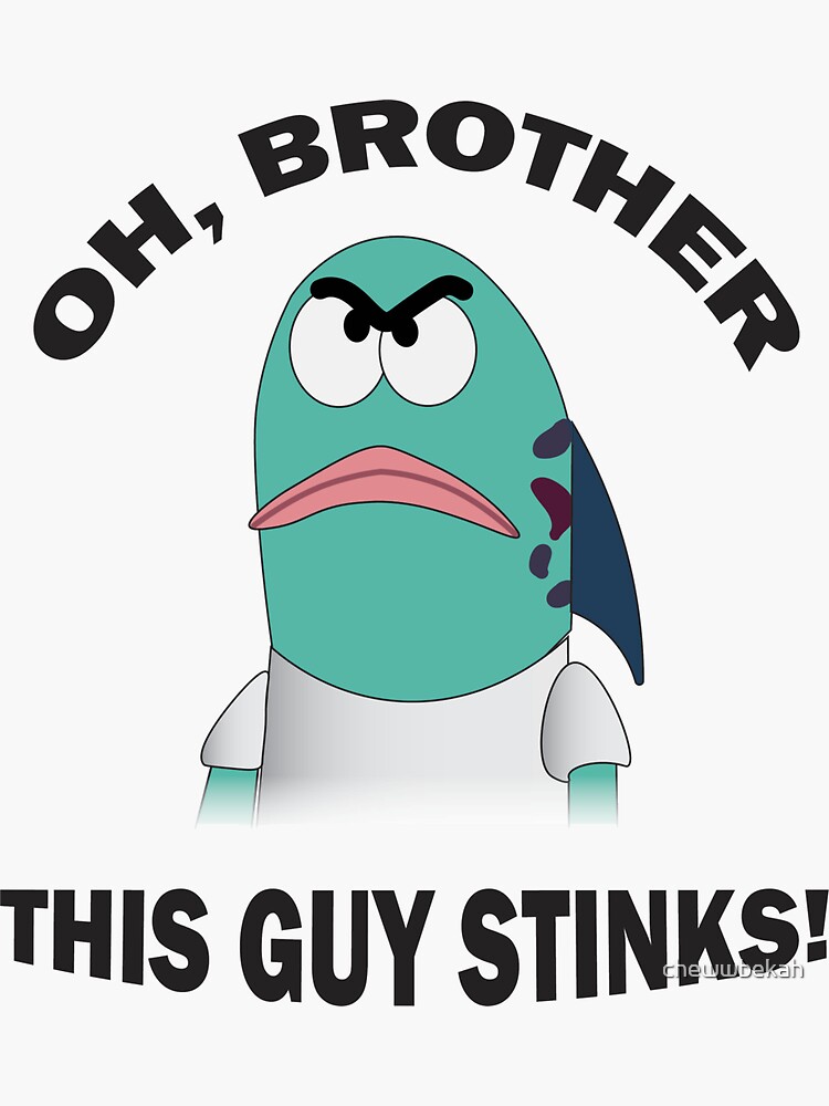 "Spongebob Stinks!" Sticker for Sale by chewwbekah | Redbubble