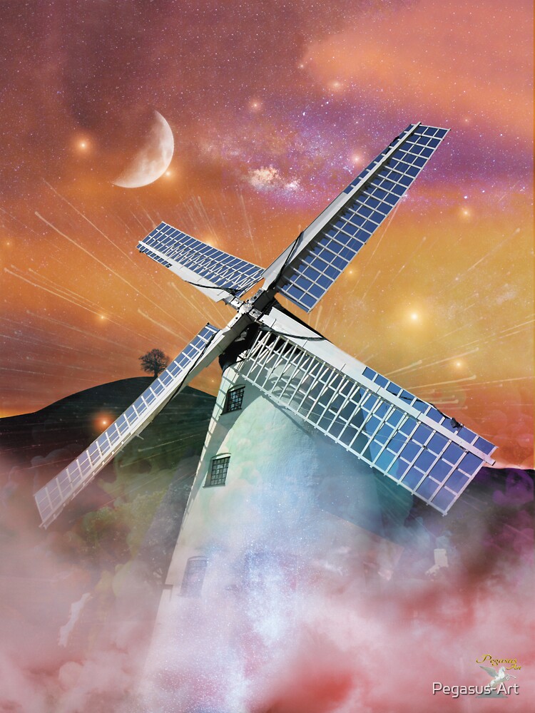 "Windmill and The Moon" Sticker for Sale by Pegasus-Art | Redbubble