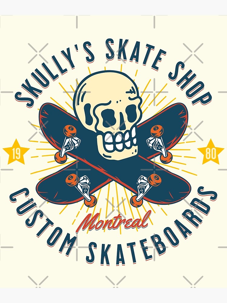 Poster « Skully's Skate Shop Vintage Planche à roulettes Skull Custom ...