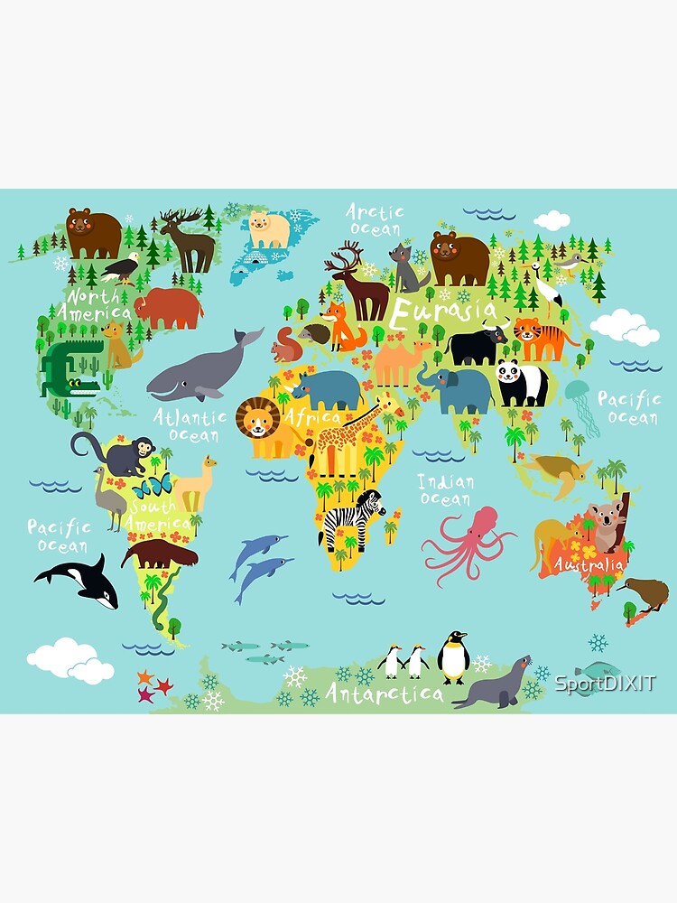 "Cartoon World Map" Poster for Sale by SportDIXIT | Redbubble