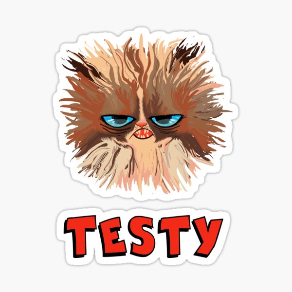 "TESTY Cat" Sticker for Sale by FanCreArt | Redbubble