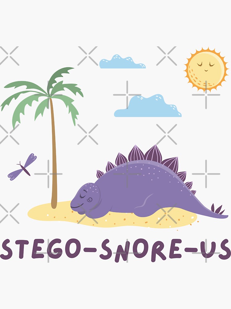 "Snoring Dinosaur Stego-Snore-us Sleeping Stegosaurus" Sticker for Sale ...