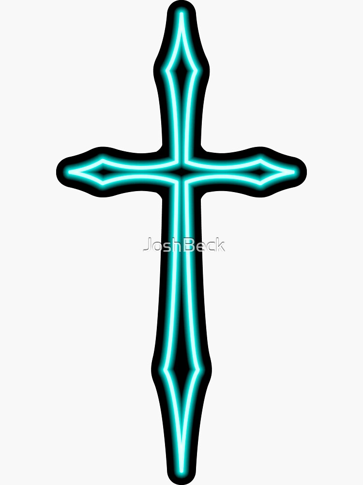 "Cyan Neon Cross" Sticker for Sale by JoshBeck | Redbubble