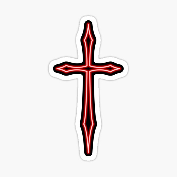 "Red Neon Cross" Sticker for Sale by JoshBeck | Redbubble